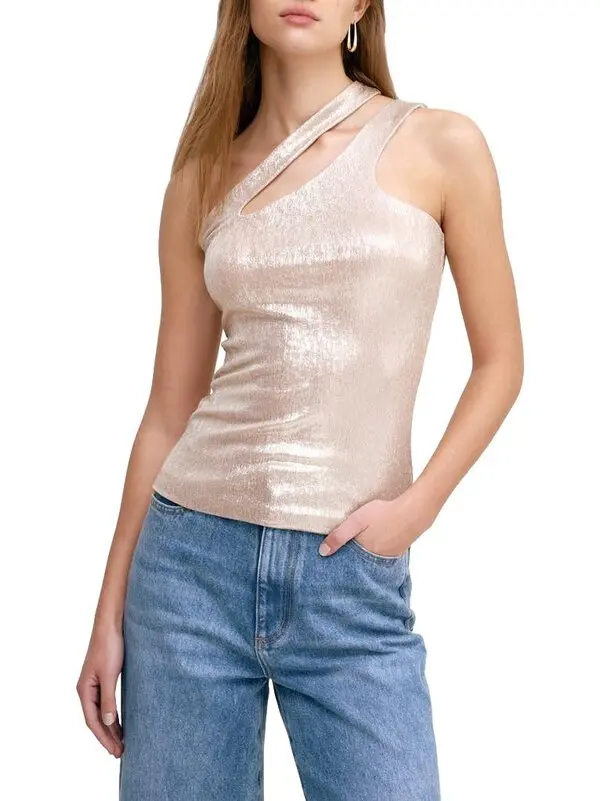 MARCELLA Siren Metallic One-shoulder Jersey Top - Stardust