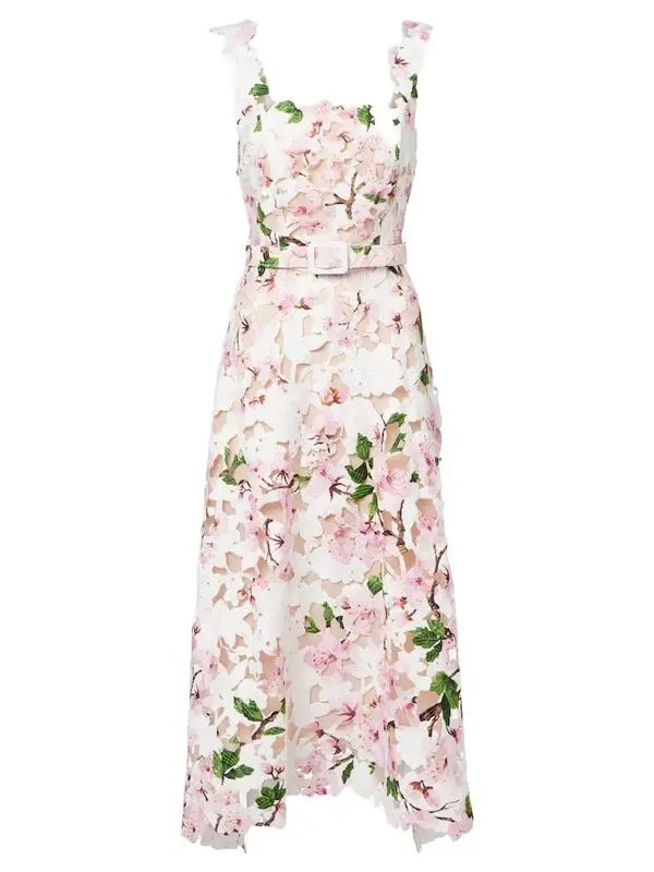 Oscar De La Renta Floral Lace Cocktail Dress - Multicoloured