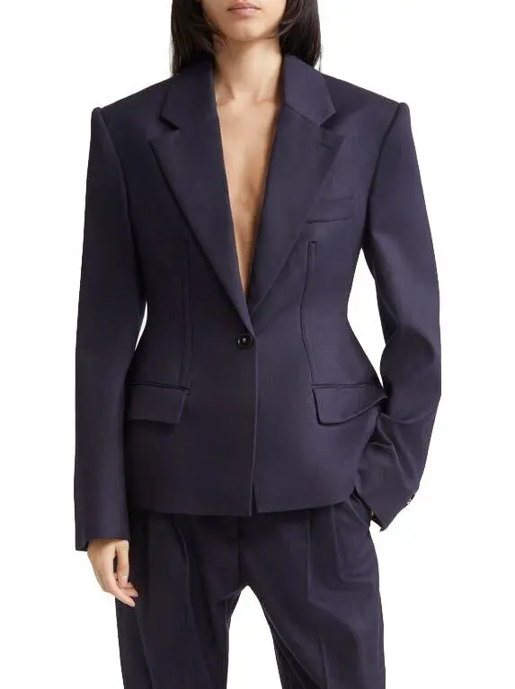 Stella McCartney Molded Wool Gabardine Blazer - 4000 - Navy