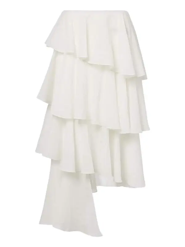 Alaïa Asymmetric Cotton And Linen Maxi Skirt - White