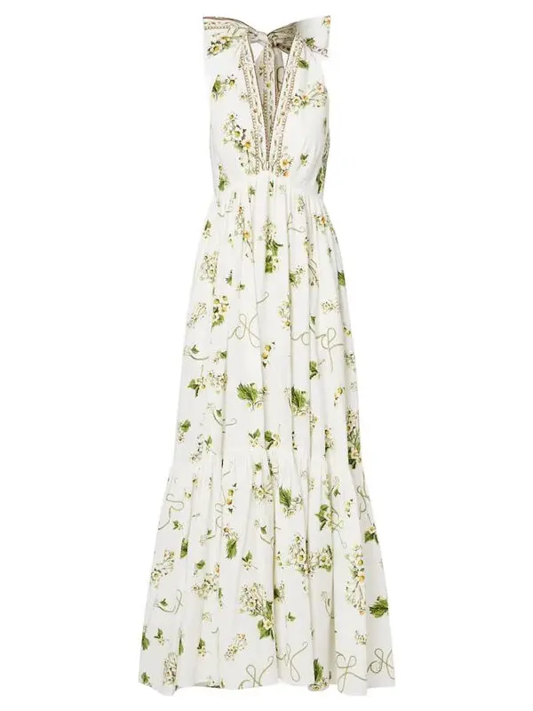 Camilla Embellished Cotton Maxi Dress - White