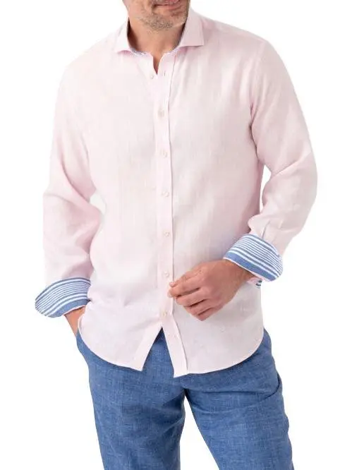 KOY CLOTHING Classic Linen Long Sleeve Shirt - Pink