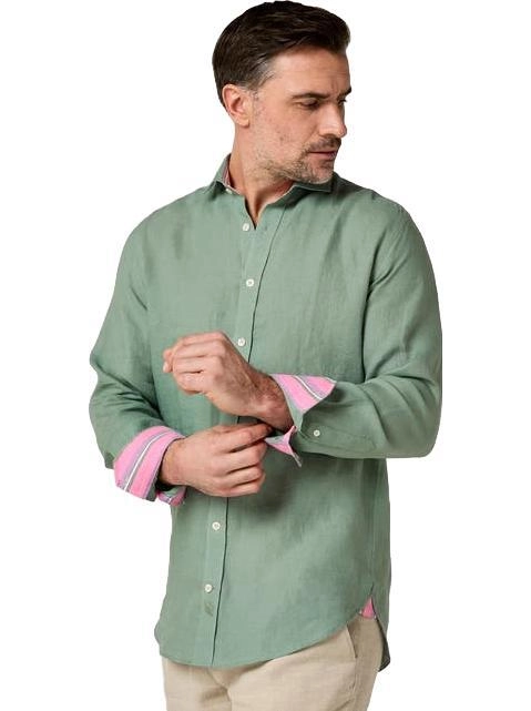 KOY CLOTHING Classic Linen Long Sleeve Shirt - Sage