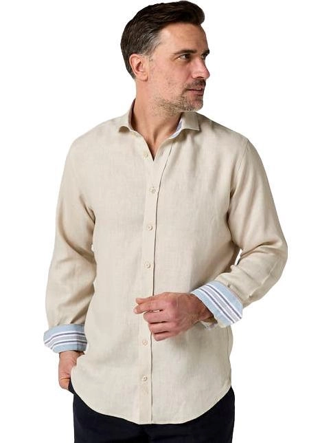 KOY CLOTHING Classic Linen Long Sleeve Shirt - Sand