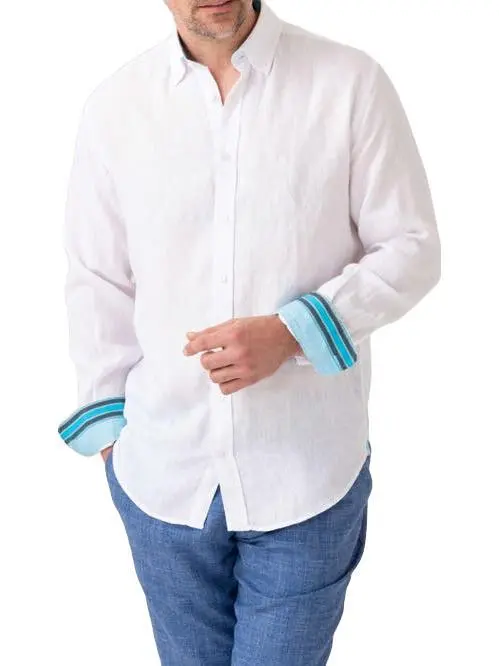 KOY CLOTHING Classic Linen Long Sleeve Shirt - White