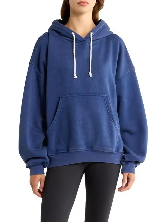 Free People Fleece Hoodie - Black Grape