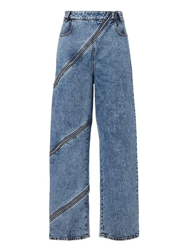 Alaïa Spiral High-rise Wide-leg Jeans - Blue