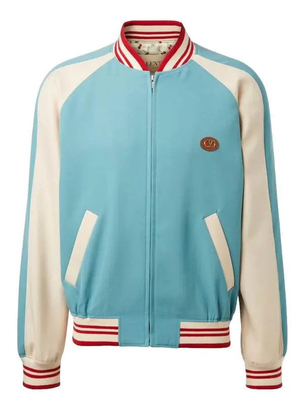 Valentino Garavani Logo Virgin Wool Varsity Jacket - Blue