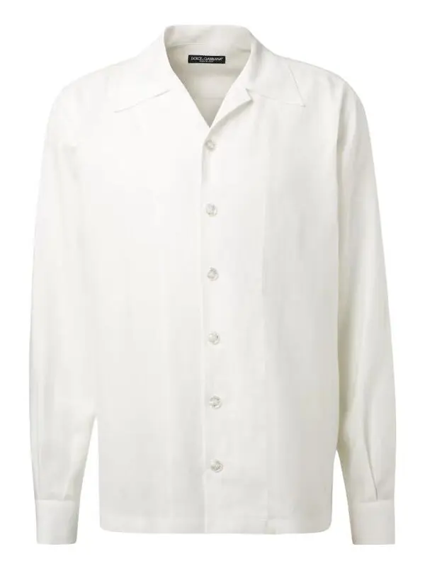 Dolce & Gabbana Linen Canvas Bowling Shirt - White
