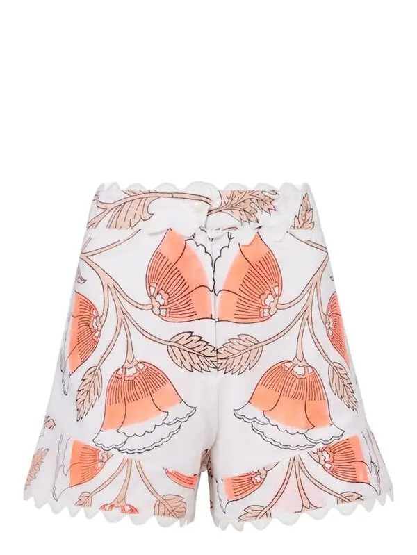 JULIET DUNN Floral Cotton Shorts - White