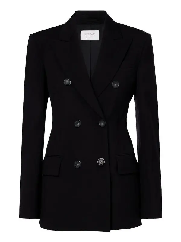 Sportmax Adamo Double-breasted Wool Blazer - Black