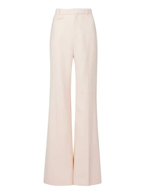 Chloé Virgin Wool Gabardine Flared Pants - Pink