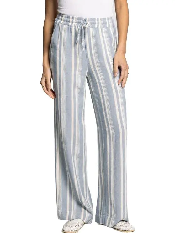 THREAD & SUPPLY Benny Tie Waist Wide Leg Pants - Ivory Blue