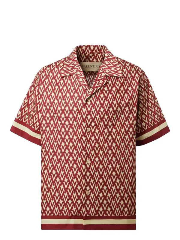 Valentino Garavani Toute La V Cotton Poplin Bowling Shirt - Red