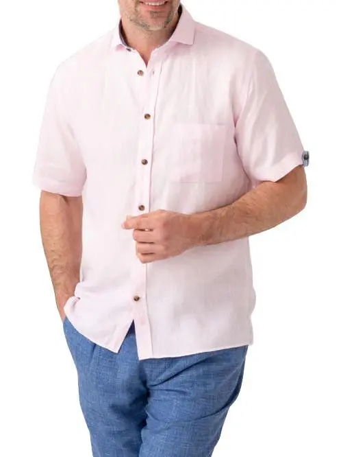 KOY CLOTHING Short Sleeve Linen Shirt - Pink