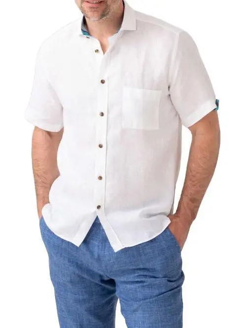 KOY CLOTHING Short Sleeve Linen Shirt - White