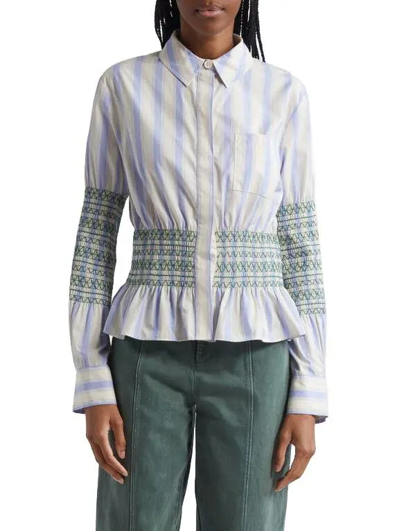 Stine Goya Stripe Smock Button-up Shirt - Pastel Stripes