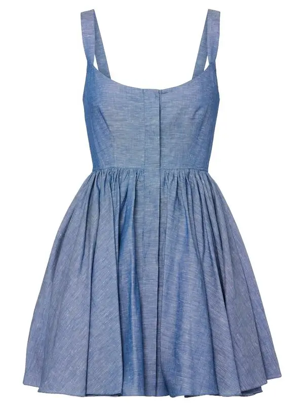 Alaïa Chambray Bustier Dress - Blue