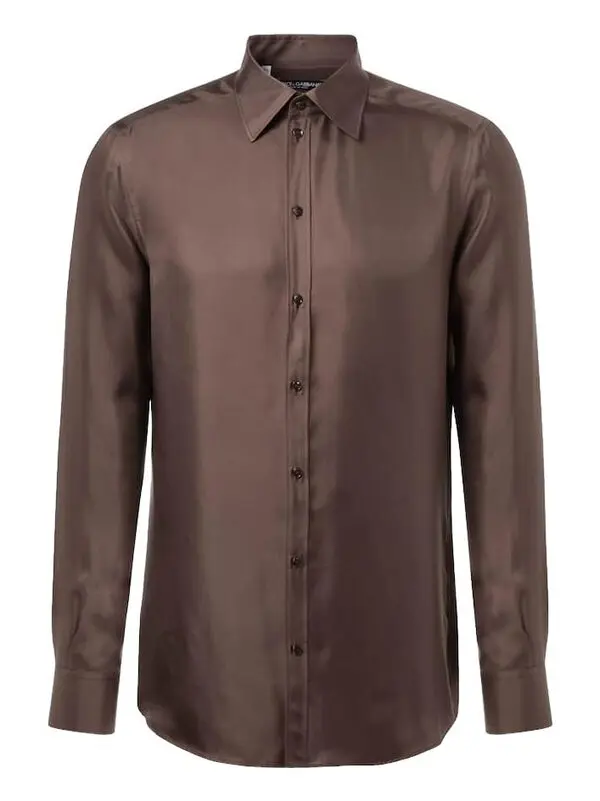 Dolce & Gabbana Silk Twill Dress Shirt - Brown