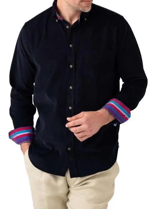 KOY CLOTHING Corduroy Long Sleeve Shirt - Dark Navy