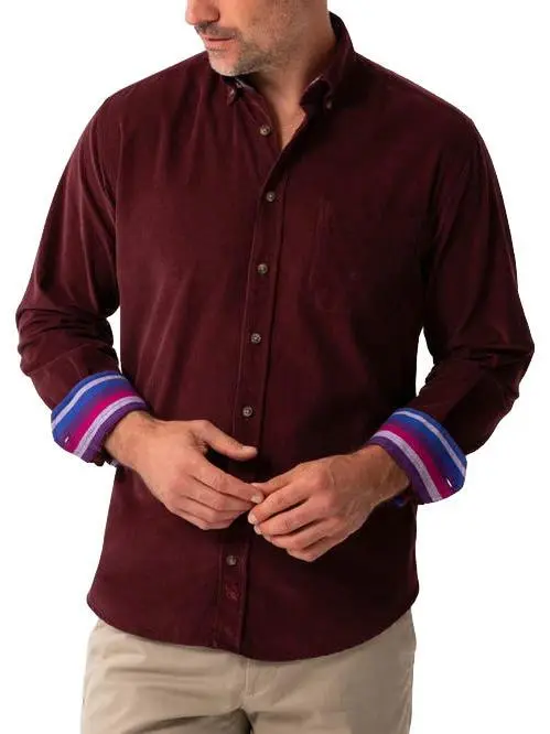 KOY CLOTHING Corduroy Long Sleeve Shirt - Port