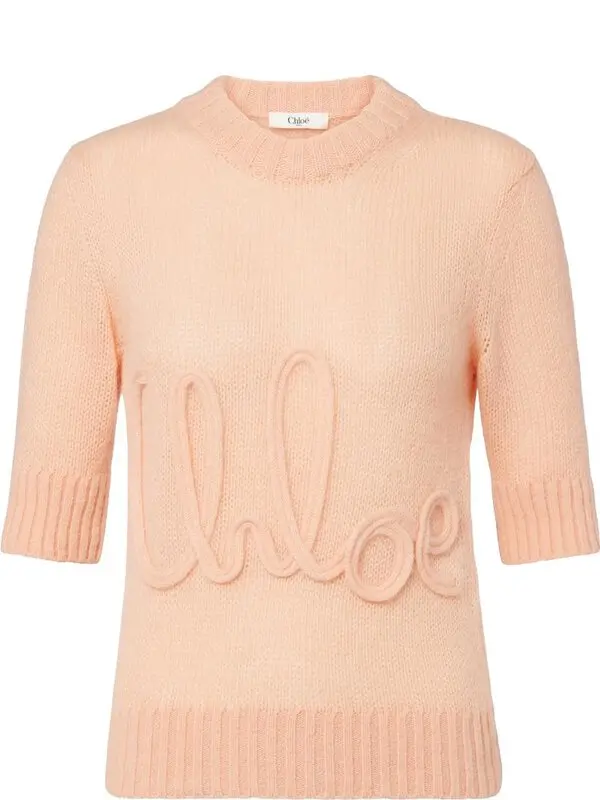 Chloé Logo Alpaca And Silk Sweater - Pink