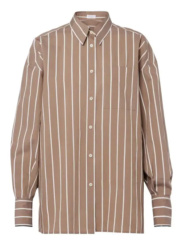 Brunello Cucinelli Monili Striped Shirt - Brown