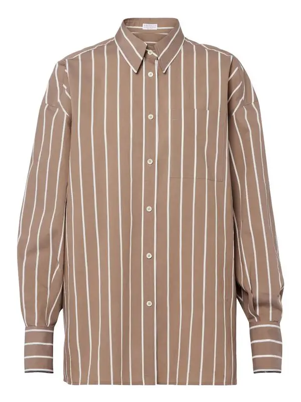 Brunello Cucinelli Monili Striped Shirt - Brown