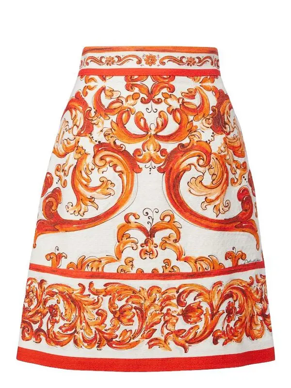 Dolce & Gabbana Majolica Print Mini Skirt - Orange