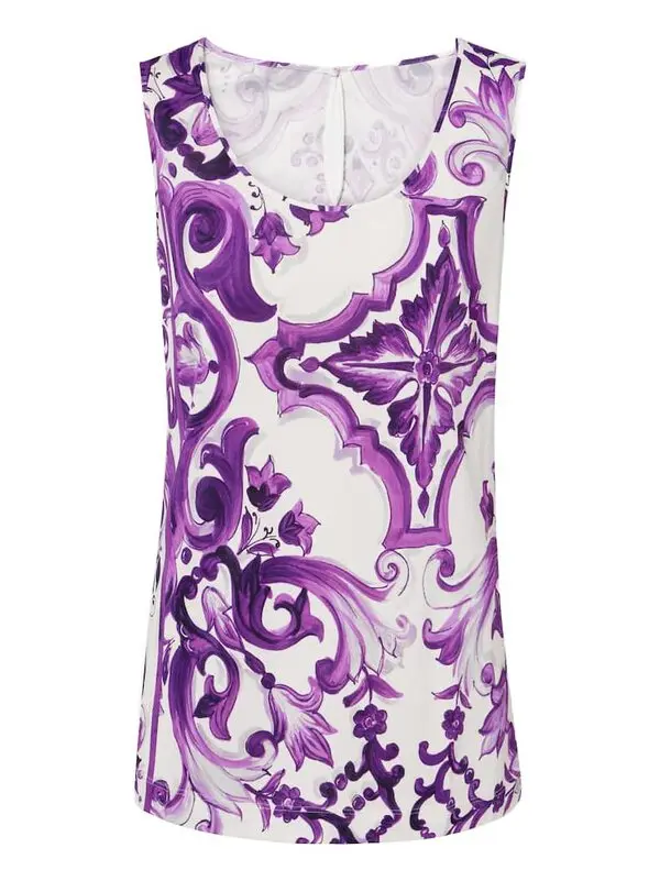 Dolce & Gabbana Majolica Jersey Tank Top - Purple