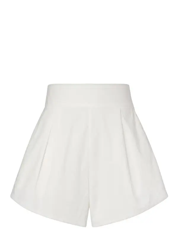 ADRIANA DEGREAS Solid Pleated Cotton Shorts - White
