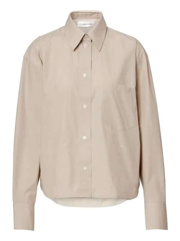 Victoria Beckham Cropped Cotton Shirt - Beige