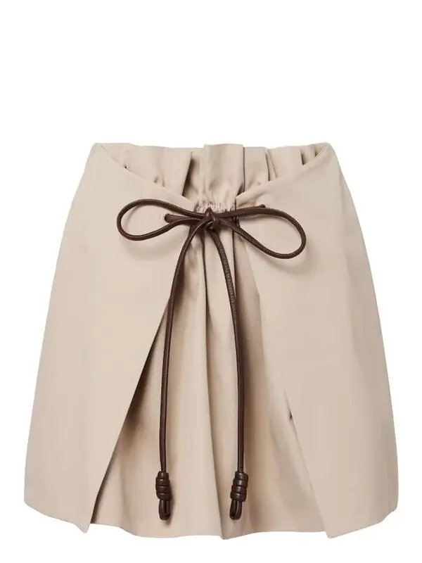 Loewe Cotton And Silk Gabardine Miniskirt - Beige