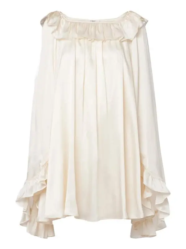 Chloé Ruffled Silk Minidress - White