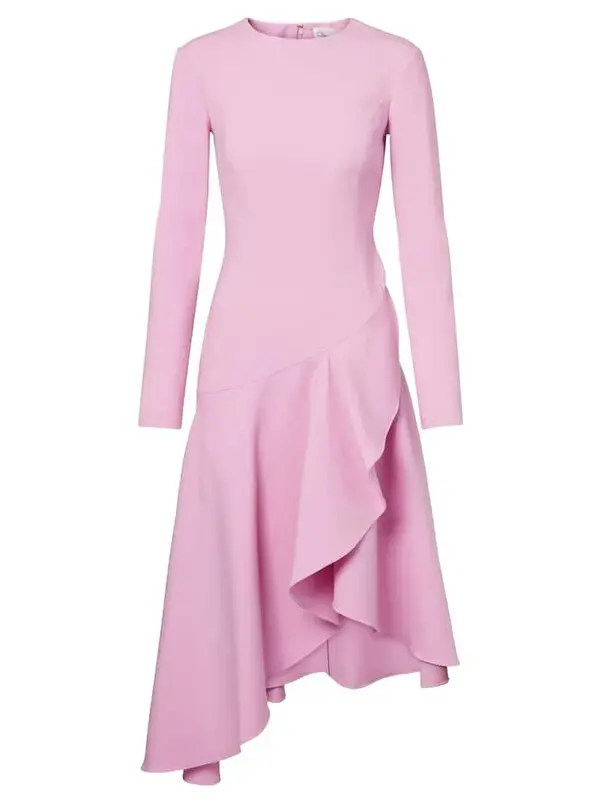 Oscar De La Renta Asymmetric Wool-blend Cocktail Dress - Pink