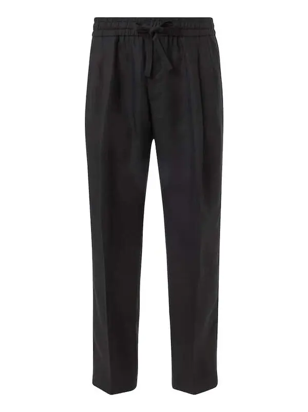 Dolce & Gabbana Linen Straight Leg Trousers - Black
