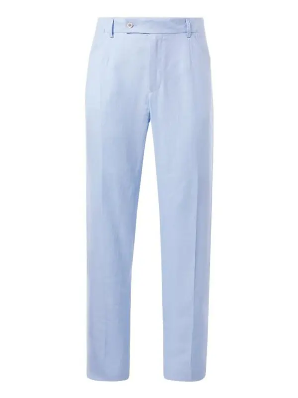 Dolce & Gabbana Linen Straight Leg Trousers - Blue