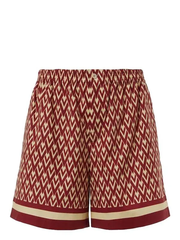 Valentino Garavani Toute La V Cotton Poplin Bermuda Shorts - Red