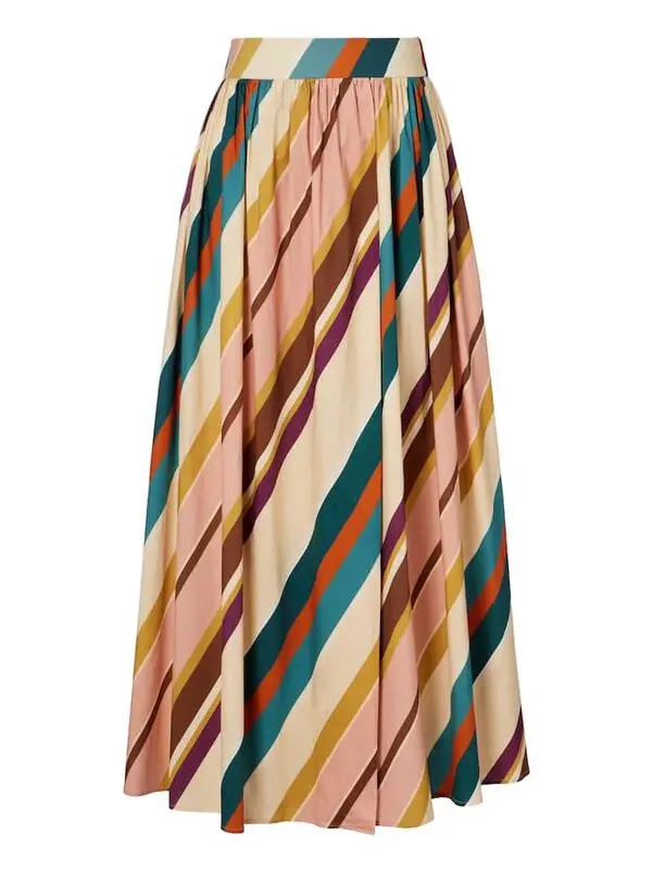 ADRIANA DEGREAS Striped Cotton-blend Maxi Skirt - Multicoloured