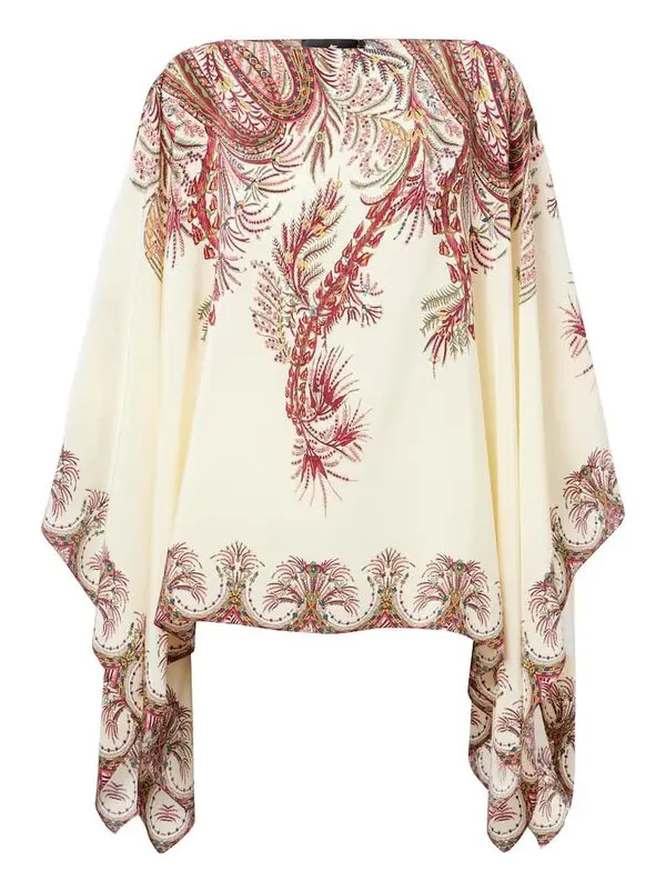 Etro Printed Silk Crêpe De Chine Poncho - Multicoloured