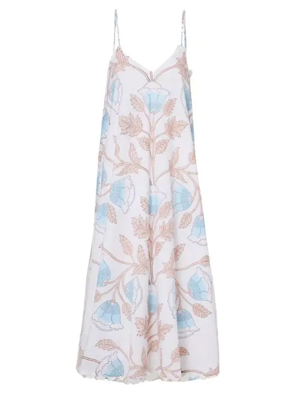 JULIET DUNN Printed Cotton Slip Dress - White