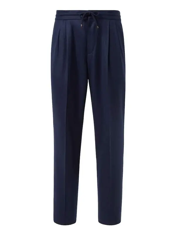 Brunello Cucinelli Virgin Wool Straight Trousers - Blue