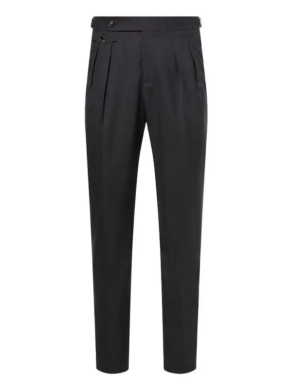 Brunello Cucinelli Virgin Wool Straight Leg Pants - Grey