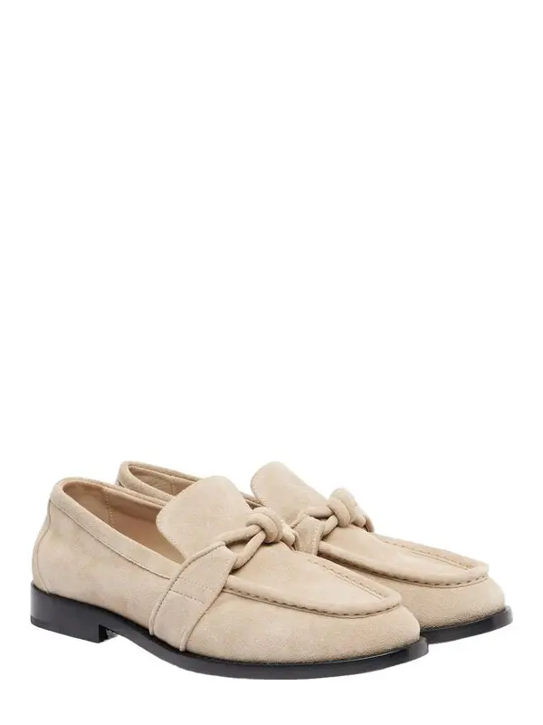 Bottega Veneta Astaire Knot Suede Loafers - Beige