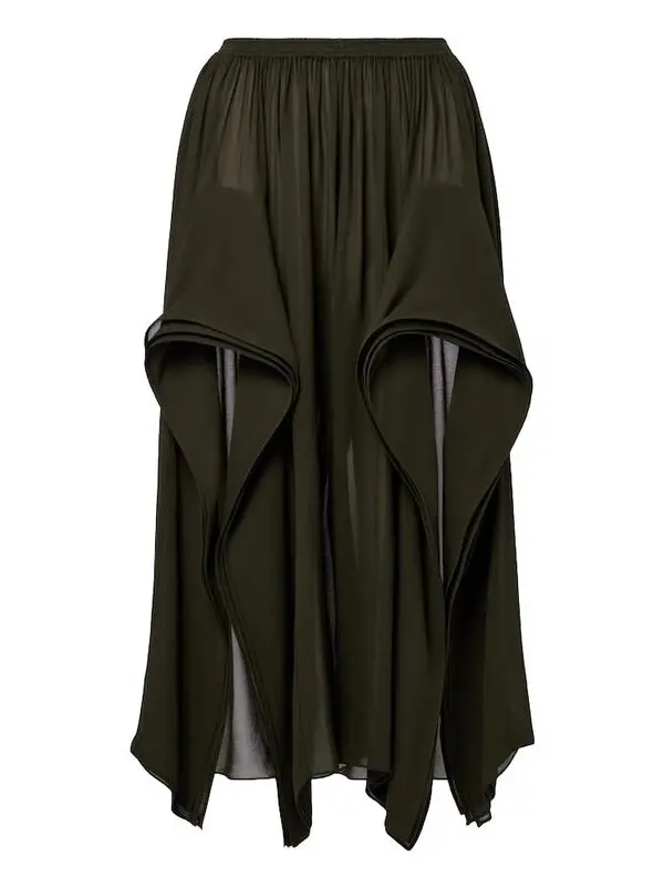 Alaïa Ruffled Georgette Wide-leg Pants - Green