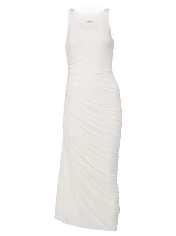 Alaïa Asymmetric Gathered Maxi Dress - White