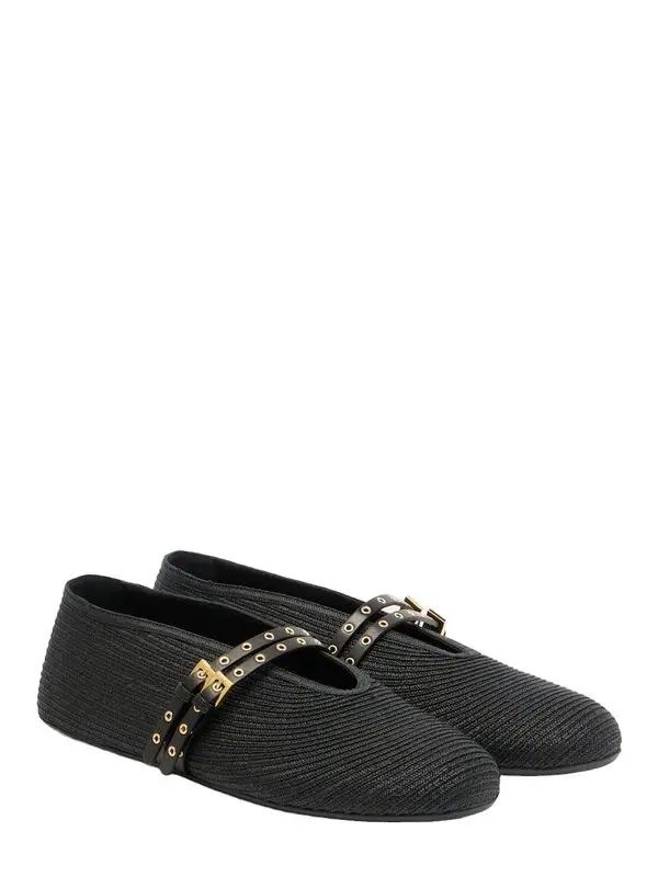 Alaïa Leather-trimmed Ballet Flats - Black