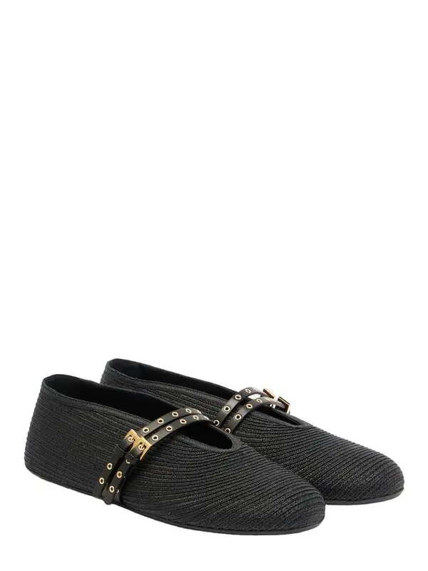 Alaïa Leather-trimmed Ballet Flats - Black