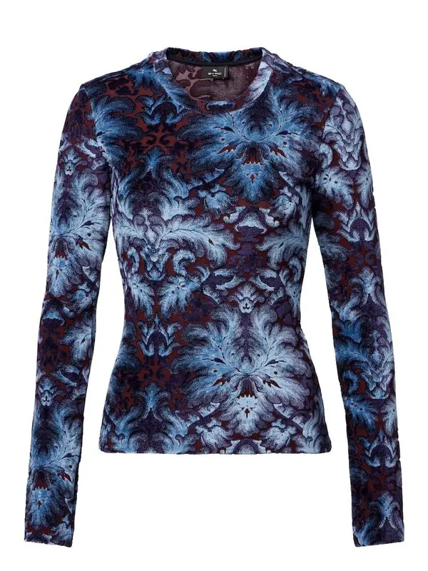 Etro Printed Jersey Top - Blue