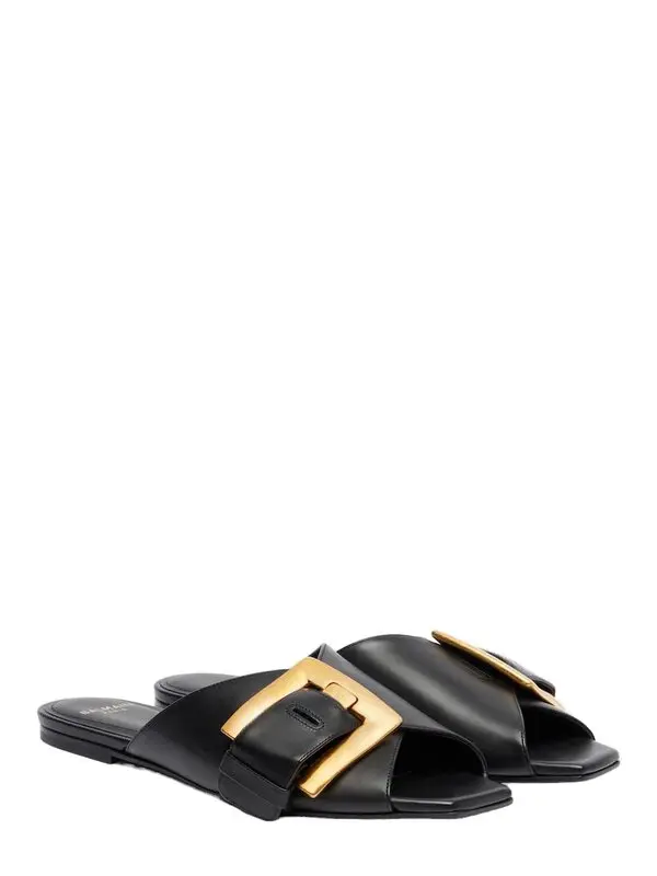 Balmain Anthem Leather Sandals - Black